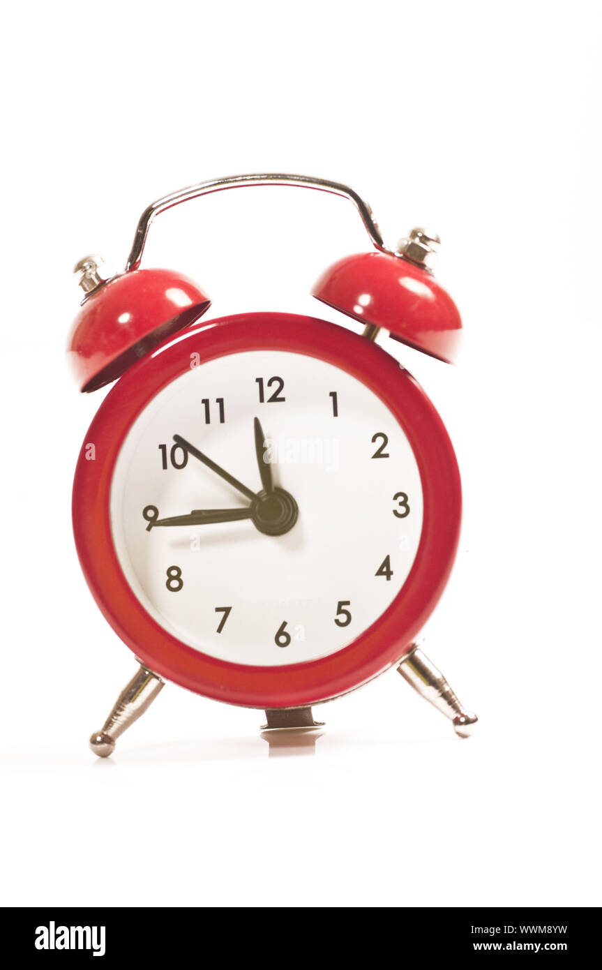 Red Alarm Clock Stock Photo - Alamy