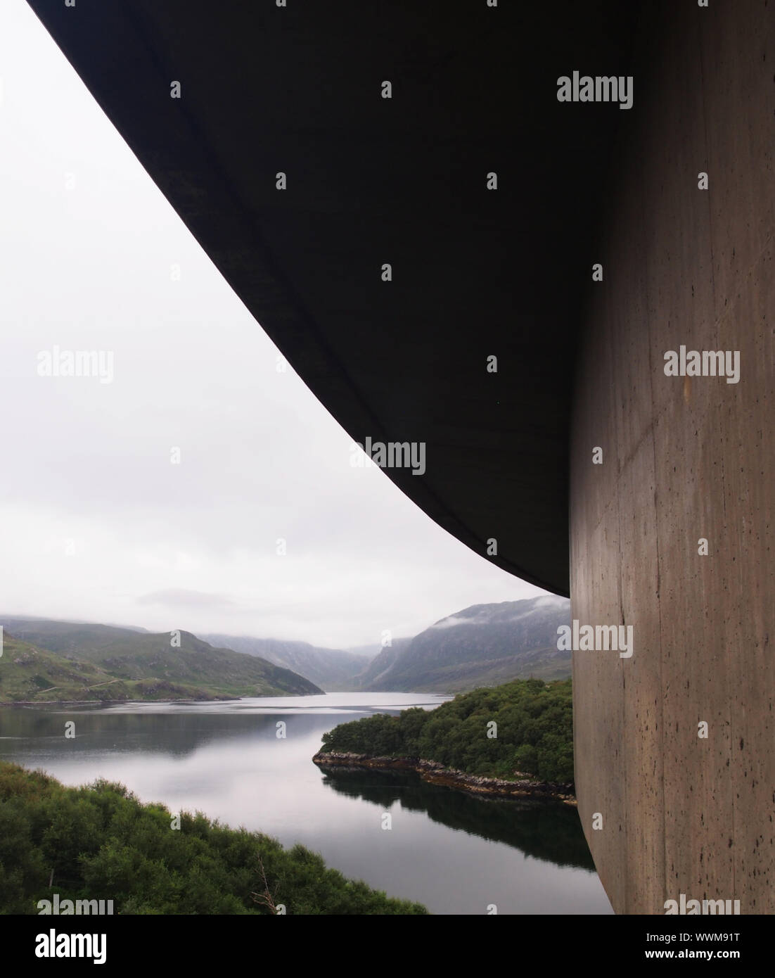 A view from underneath the Kylesku Bridge, Sutherland, Scotland ...