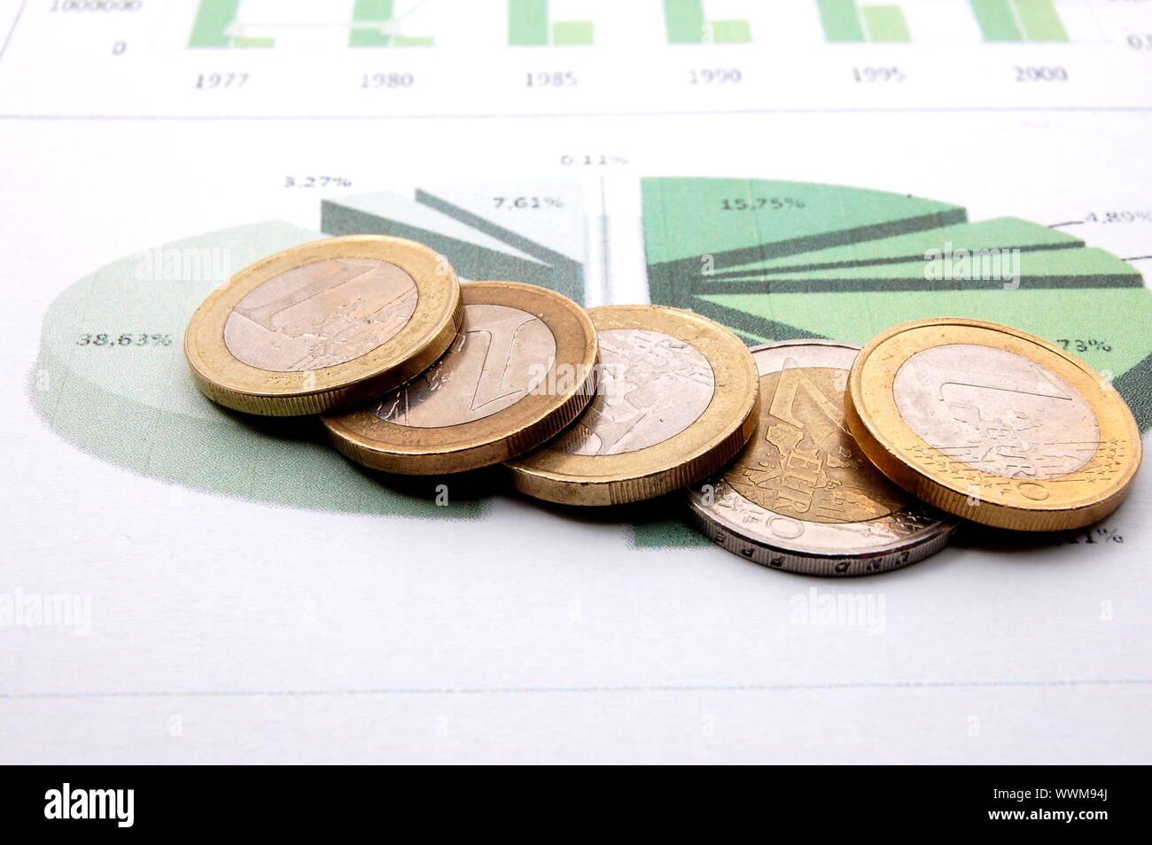 euro money over business chart showing financial success Stock Photo ...