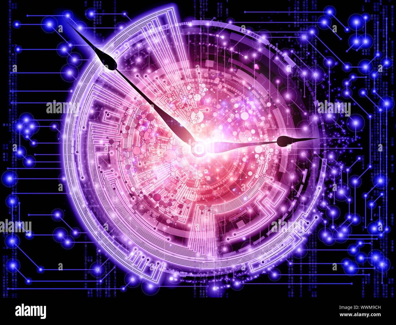 Composition of clock hands, gears and abstract design elements as a ...