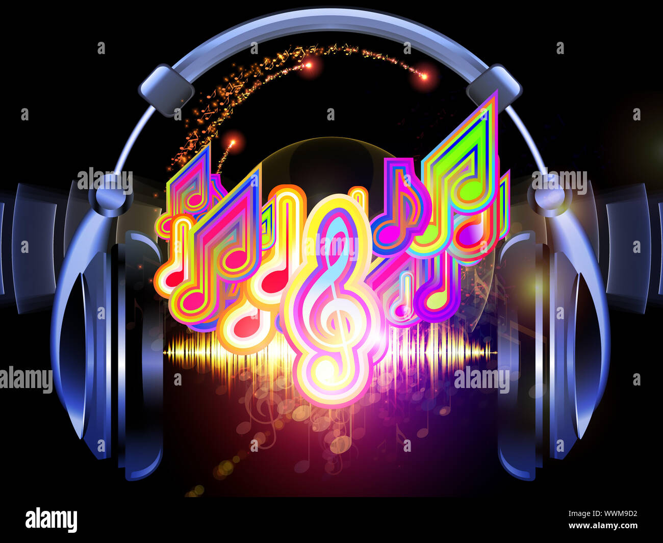 Music in headphones background suitable as a backdrop for projects on ...