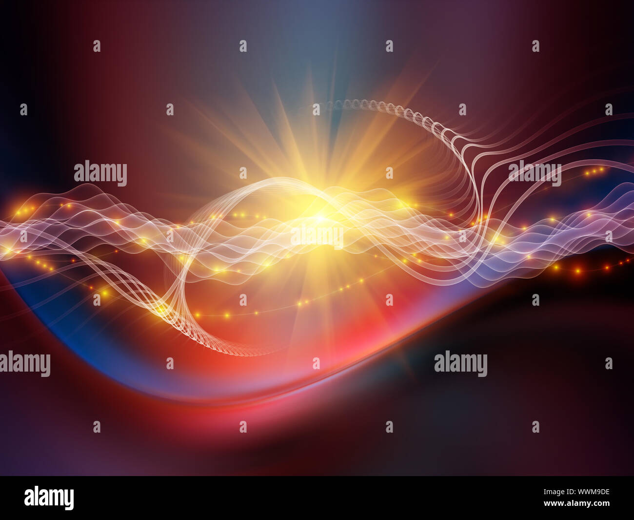 Composition of overlapping abstract waves, colors and lights as a ...