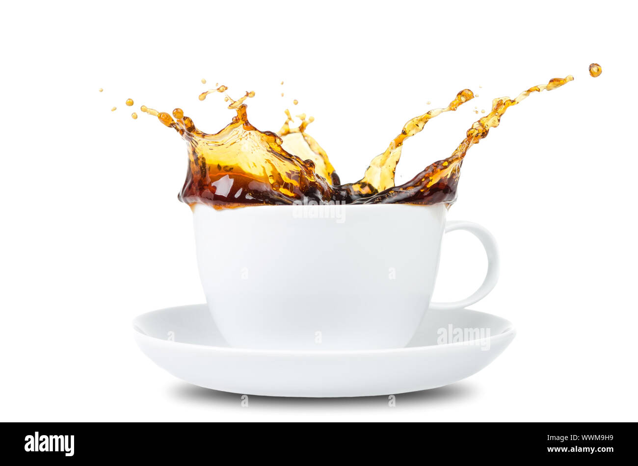 Coffee Splash in front of white Stock Photo - Alamy