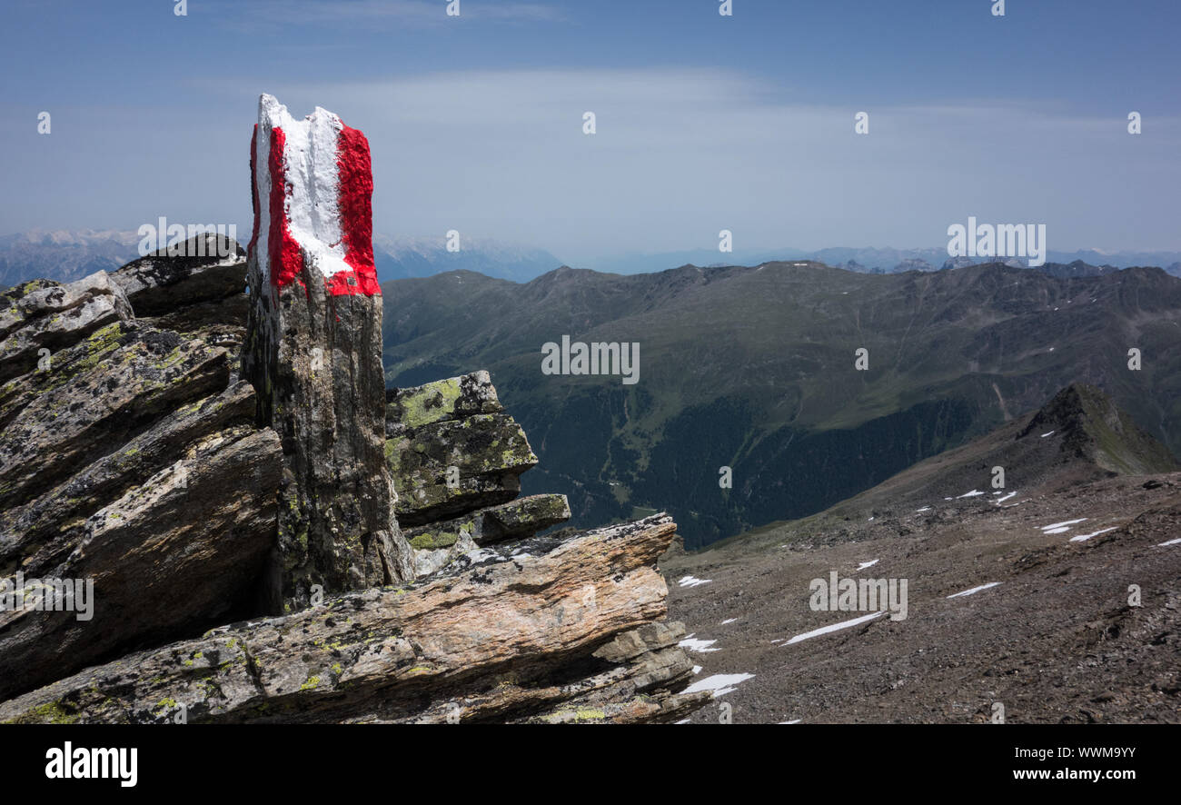 Trail sign in tyrolean alps Stock Photo - Alamy