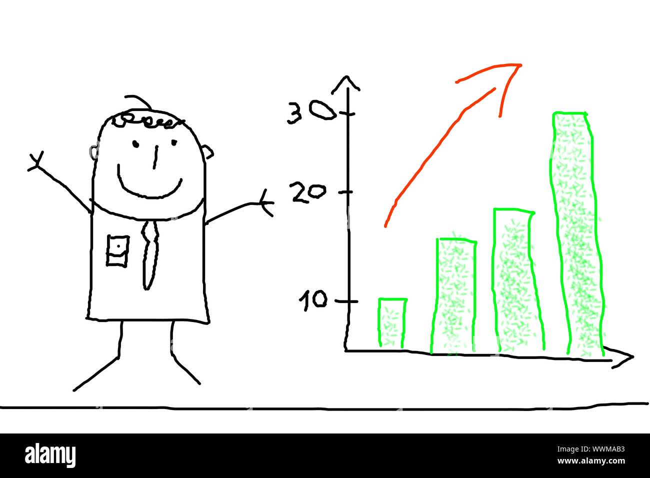 business man illustration with positive chart showing success Stock ...