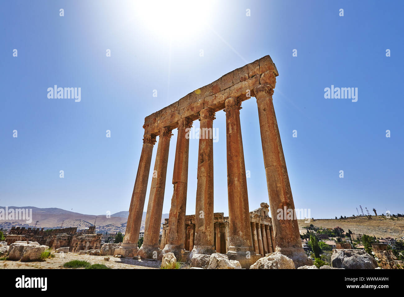 Jupiter columns (Temple of Jupiter) - Baalbek, Lebanon Stock Photo - Alamy