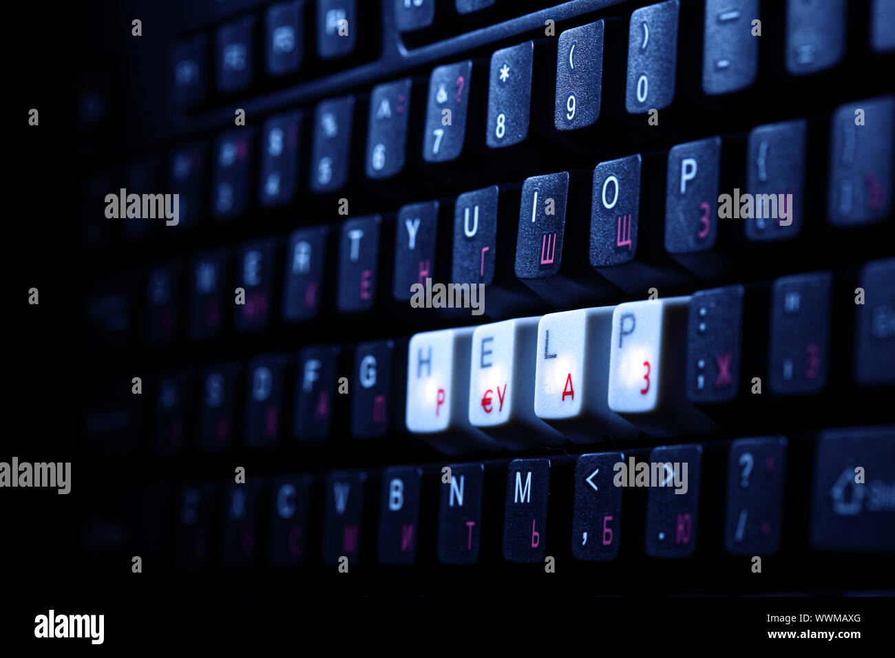 keyboard help key macro close up Stock Photo - Alamy