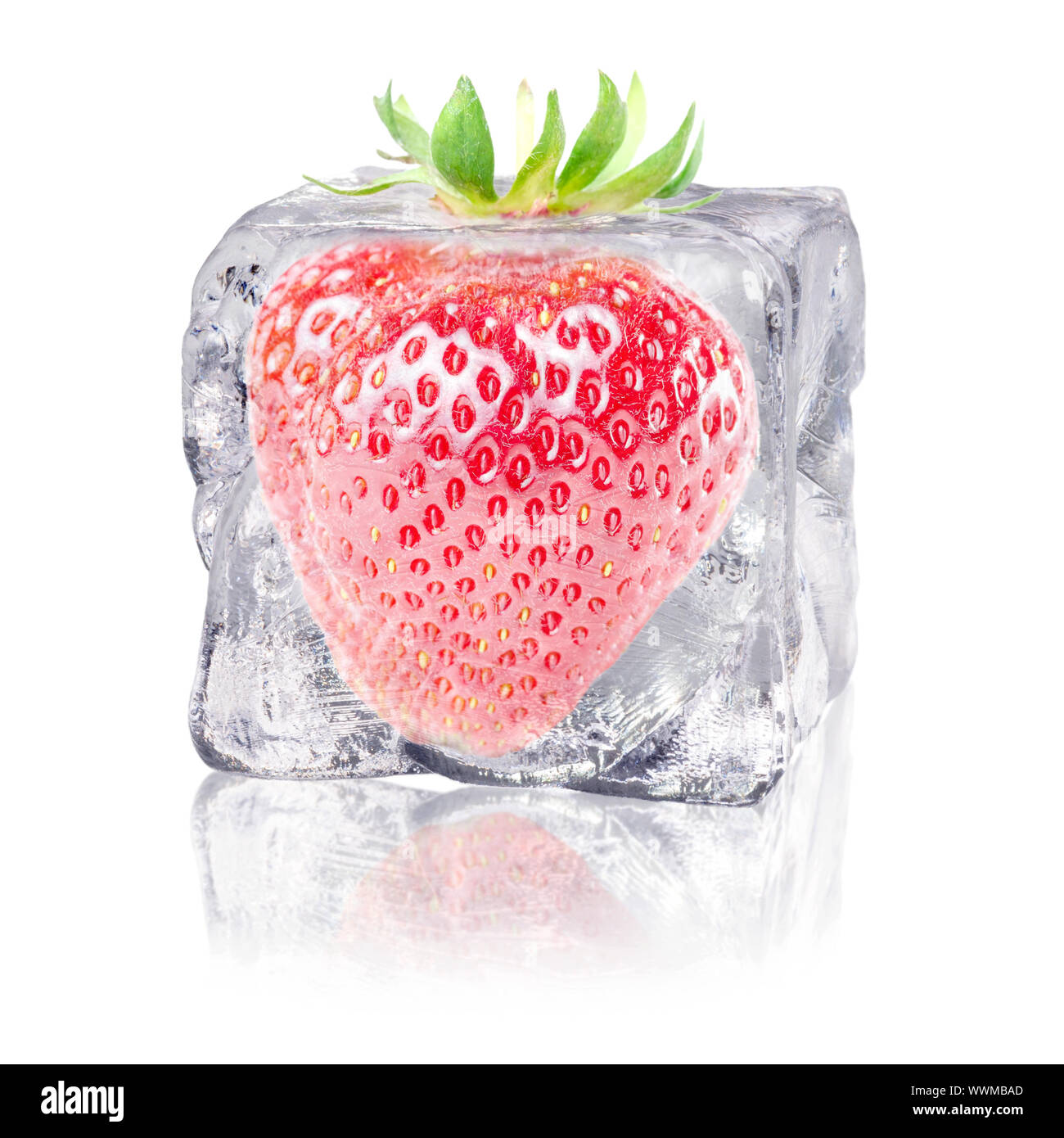 Strawberry in an ice cube Stock Photo - Alamy