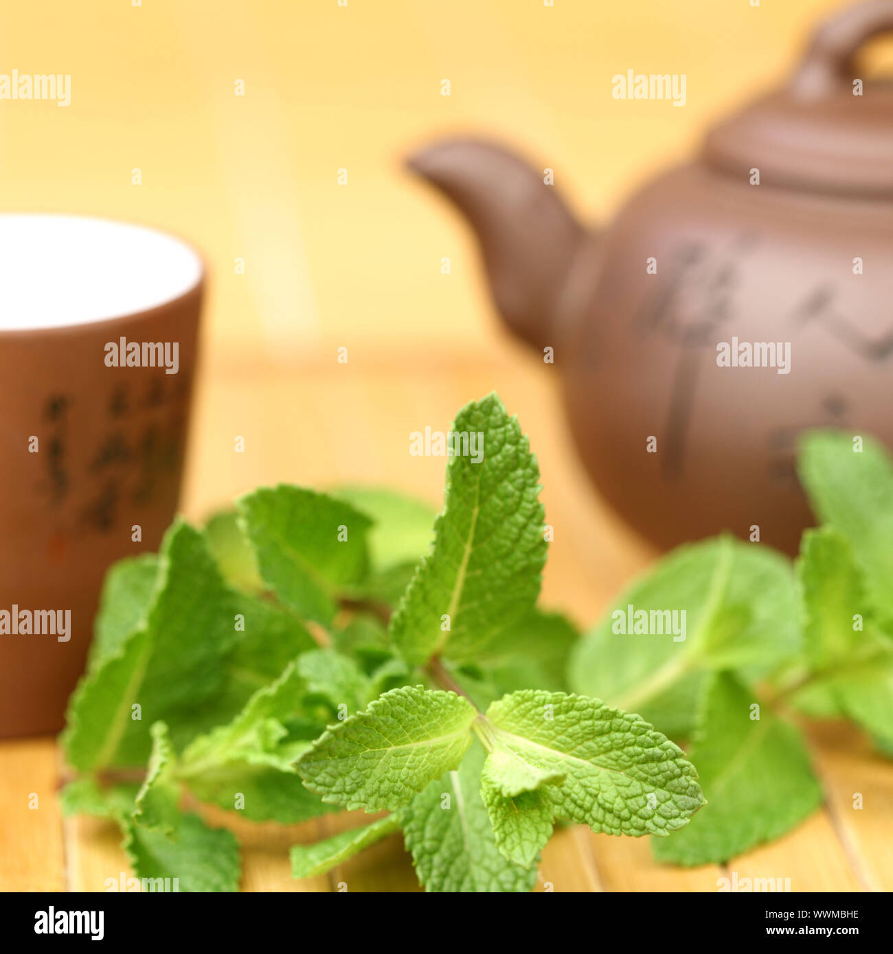 mint tea on china background Stock Photo - Alamy