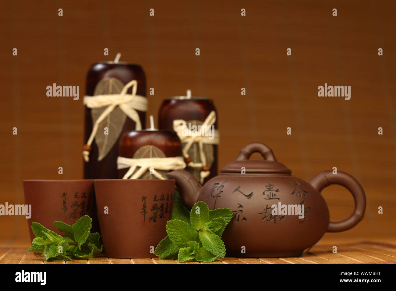 mint tea on china background Stock Photo - Alamy