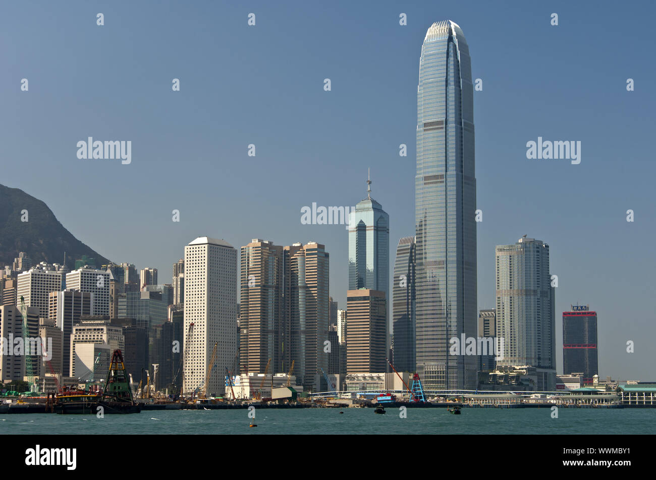 Skyline of Hong Kong with Two International Finance Centre (2 IFC) high ...
