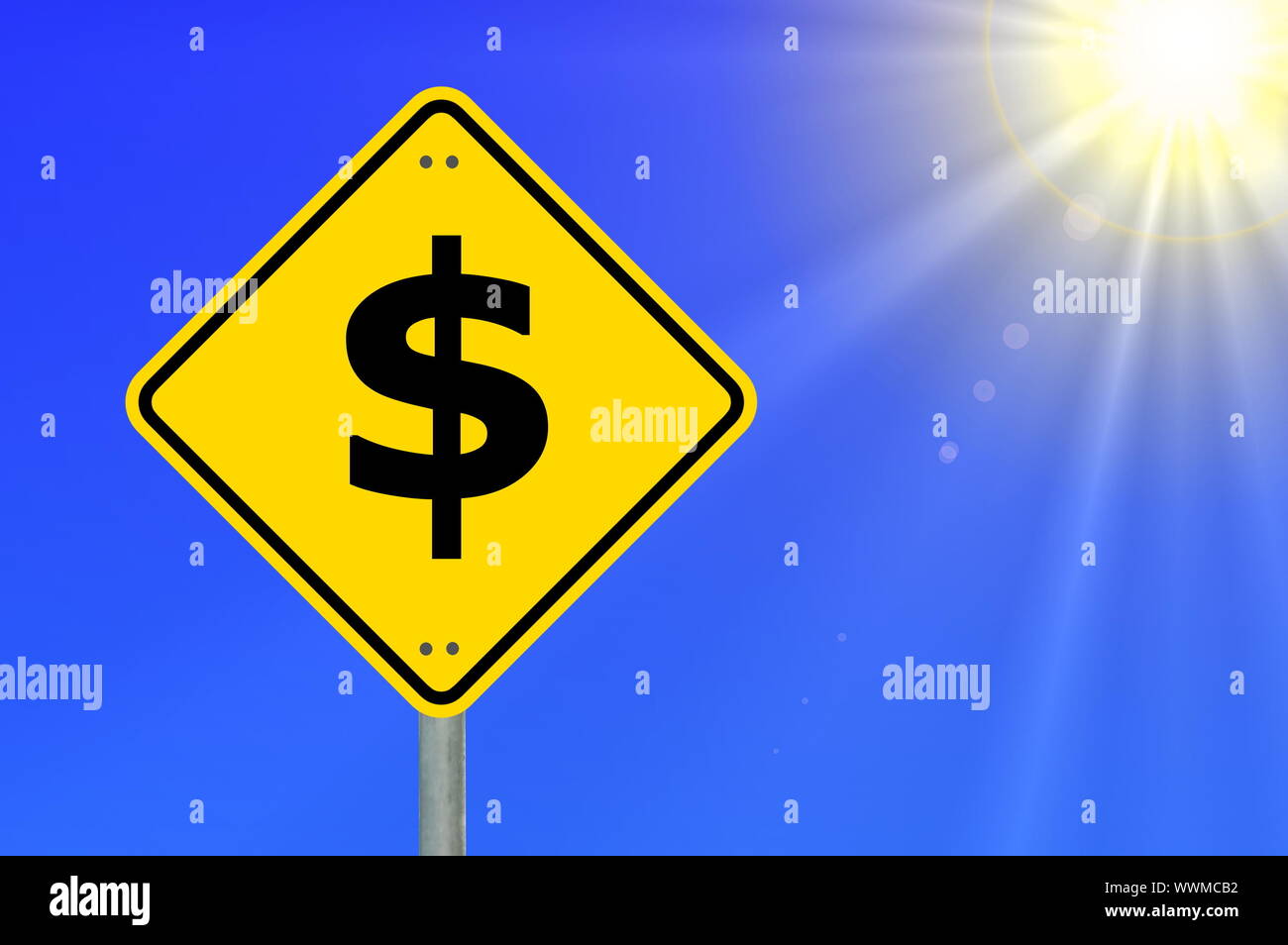 traffic sign with dollar money symbol showing business concept Stock ...