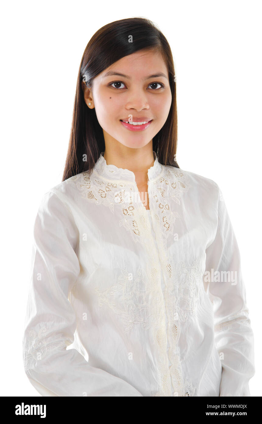 Portrait of a Pan Asian woman on white background Stock Photo - Alamy