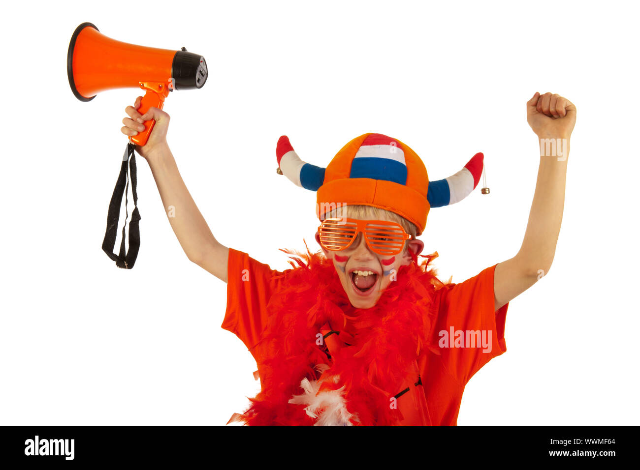 Dutch boy as orange soccer fan Stock Photo - Alamy