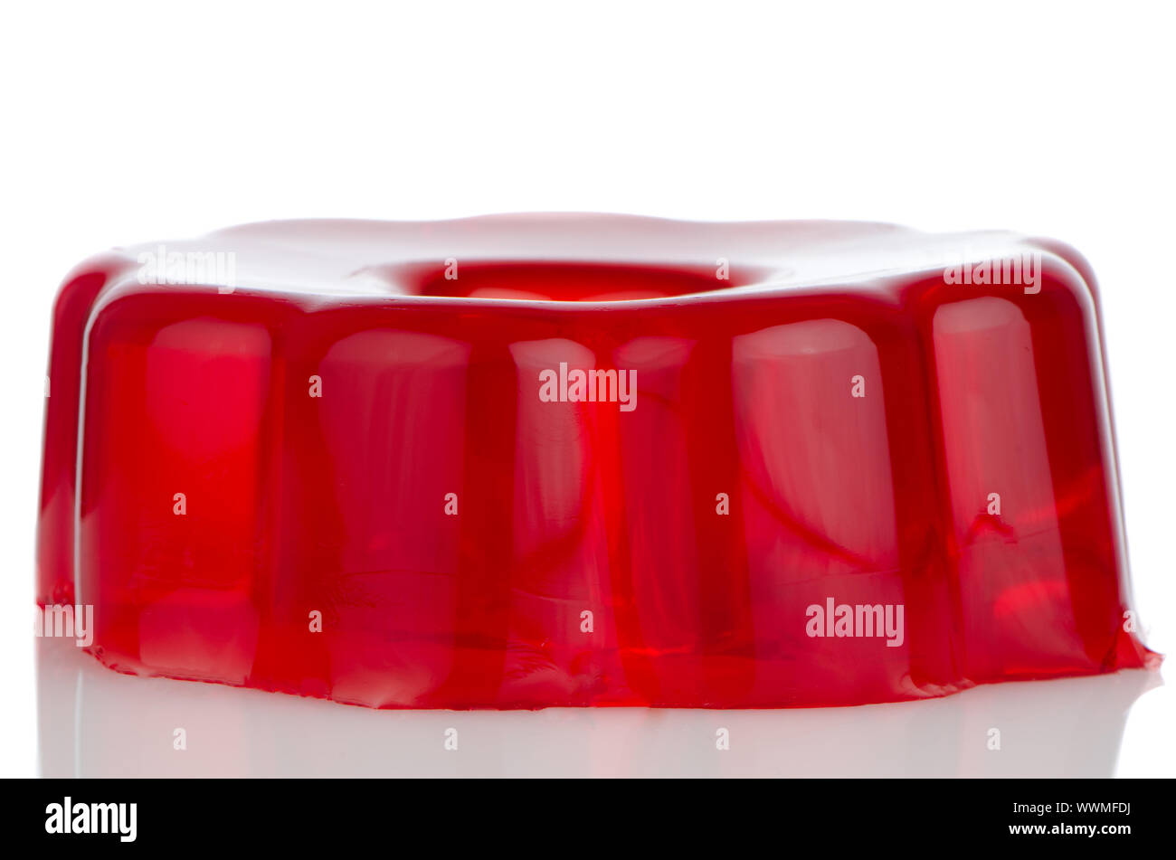 Delicious red gelatin on a white background Stock Photo - Alamy