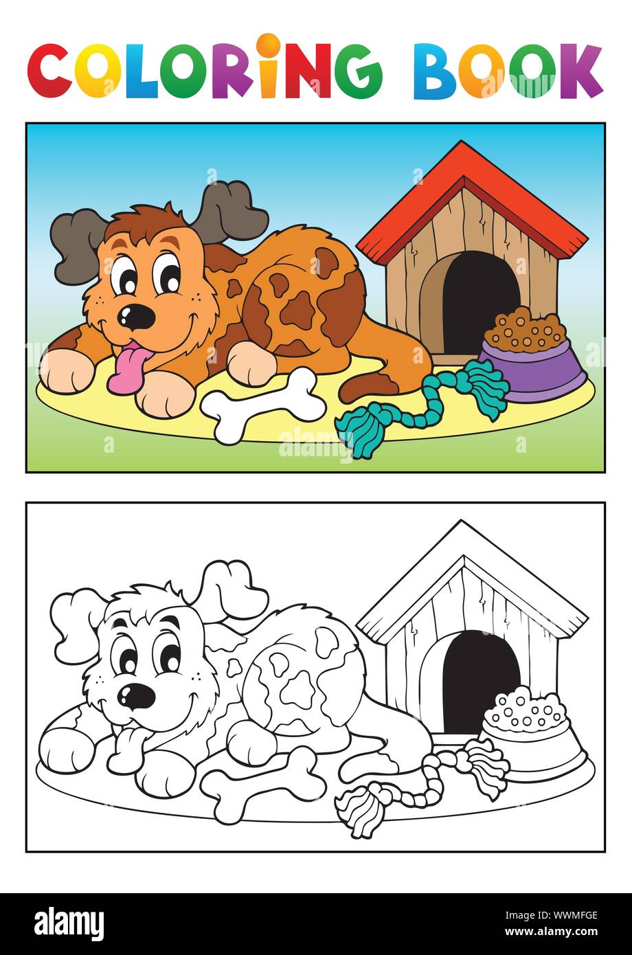 Coloring book dog theme 3 Stock Vector Image & Art - Alamy