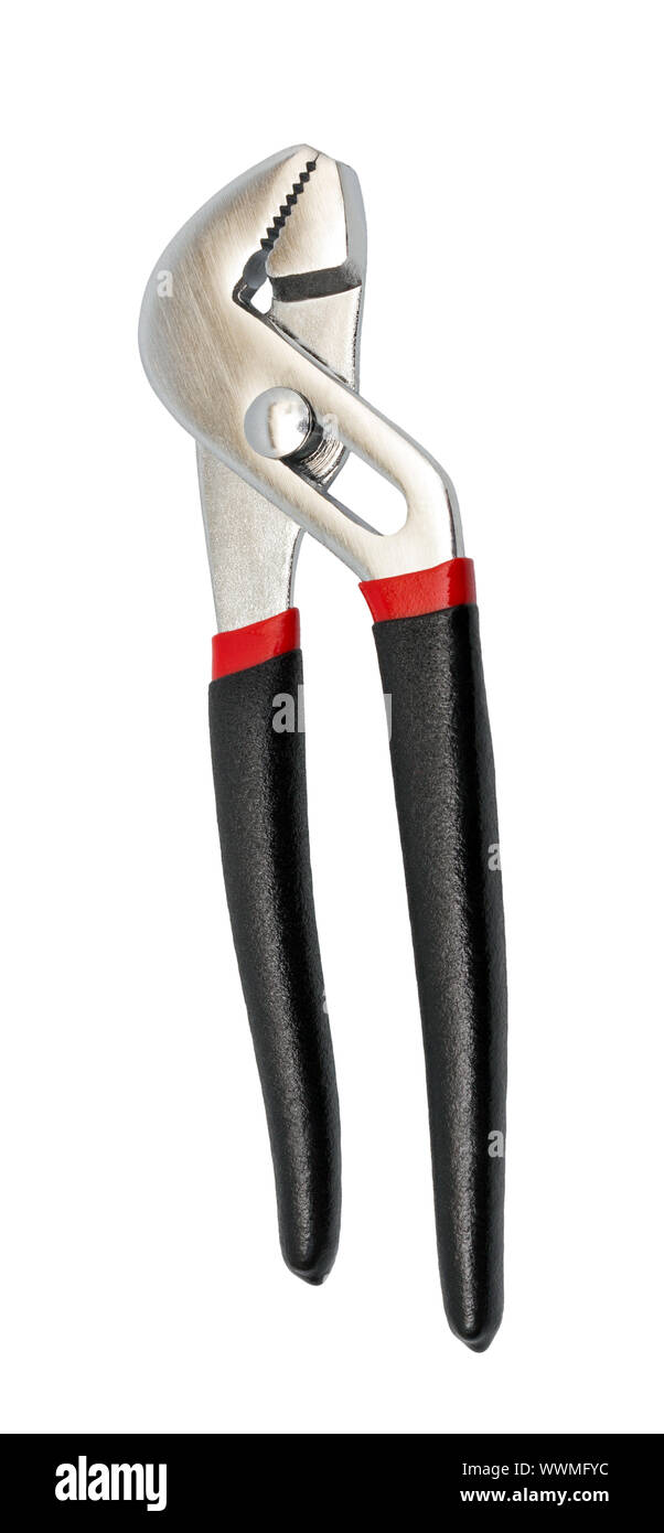 Tools collection - Metal adjustable water pliers isolated on white ...