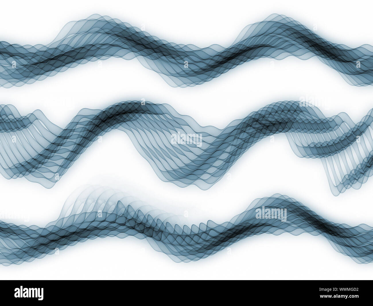 Abstract sine waves rendered in teal against white background Stock ...