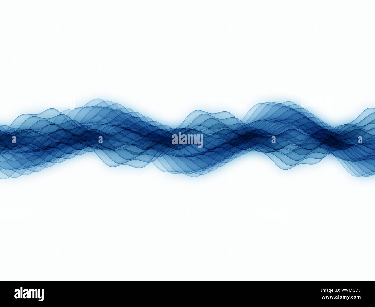 Abstract sine waves rendered in blue against white background Stock ...