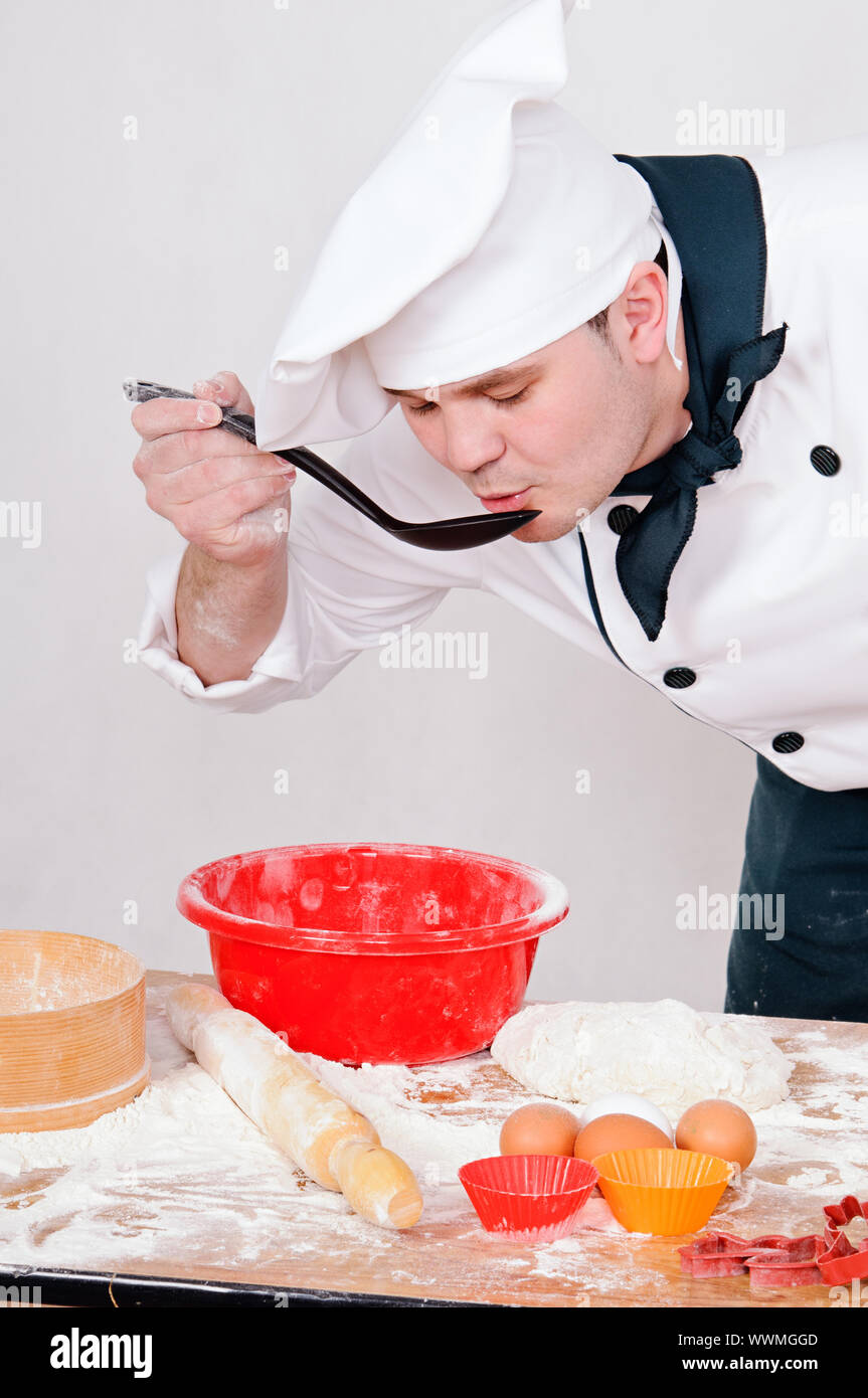 chef with large spoon Stock Photo - Alamy