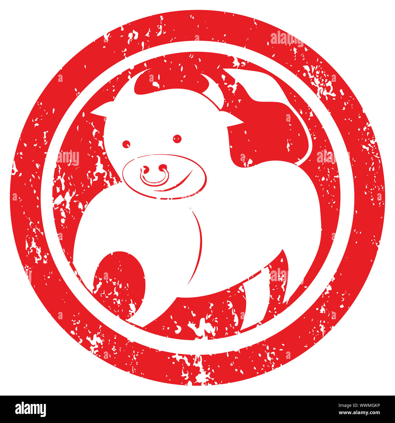 Stylized zodiac sign Taurus stamp, isolated object over white ...