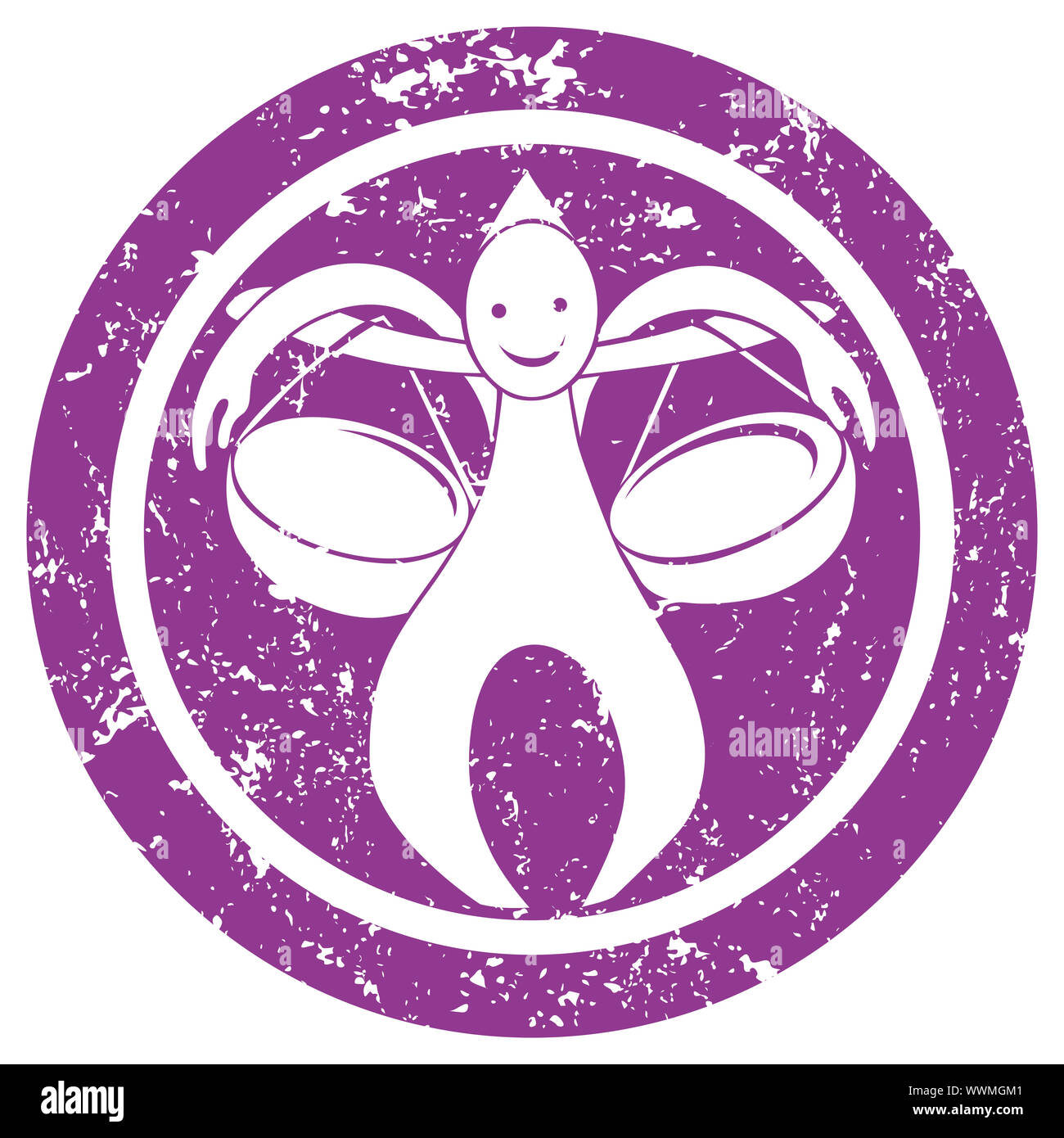 Stylized zodiac sign Libra stamp, isolated object over white background ...