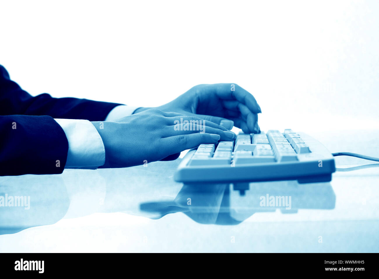 hands work on keyboard white background Stock Photo - Alamy