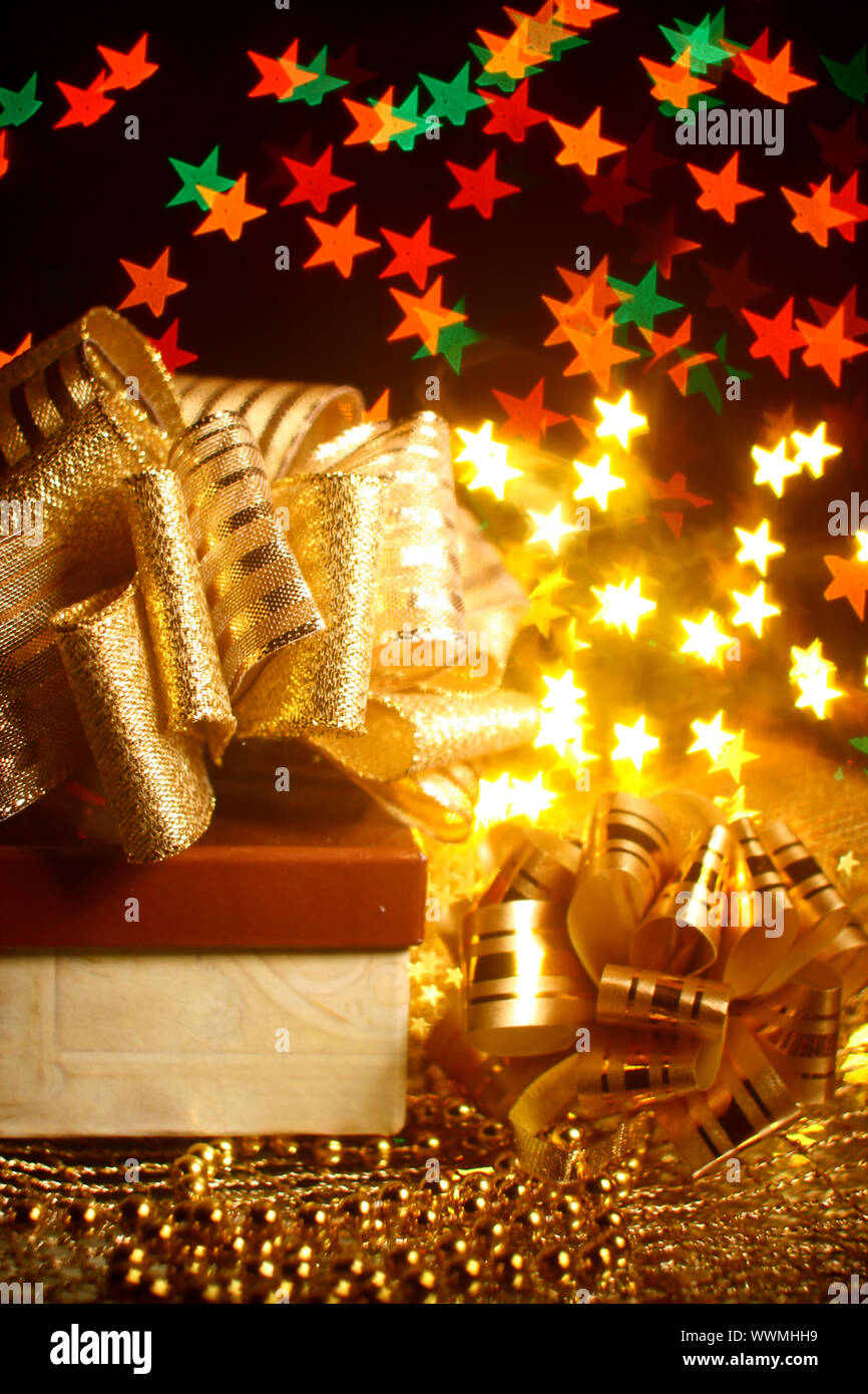holiday gifts background warm stars Stock Photo - Alamy