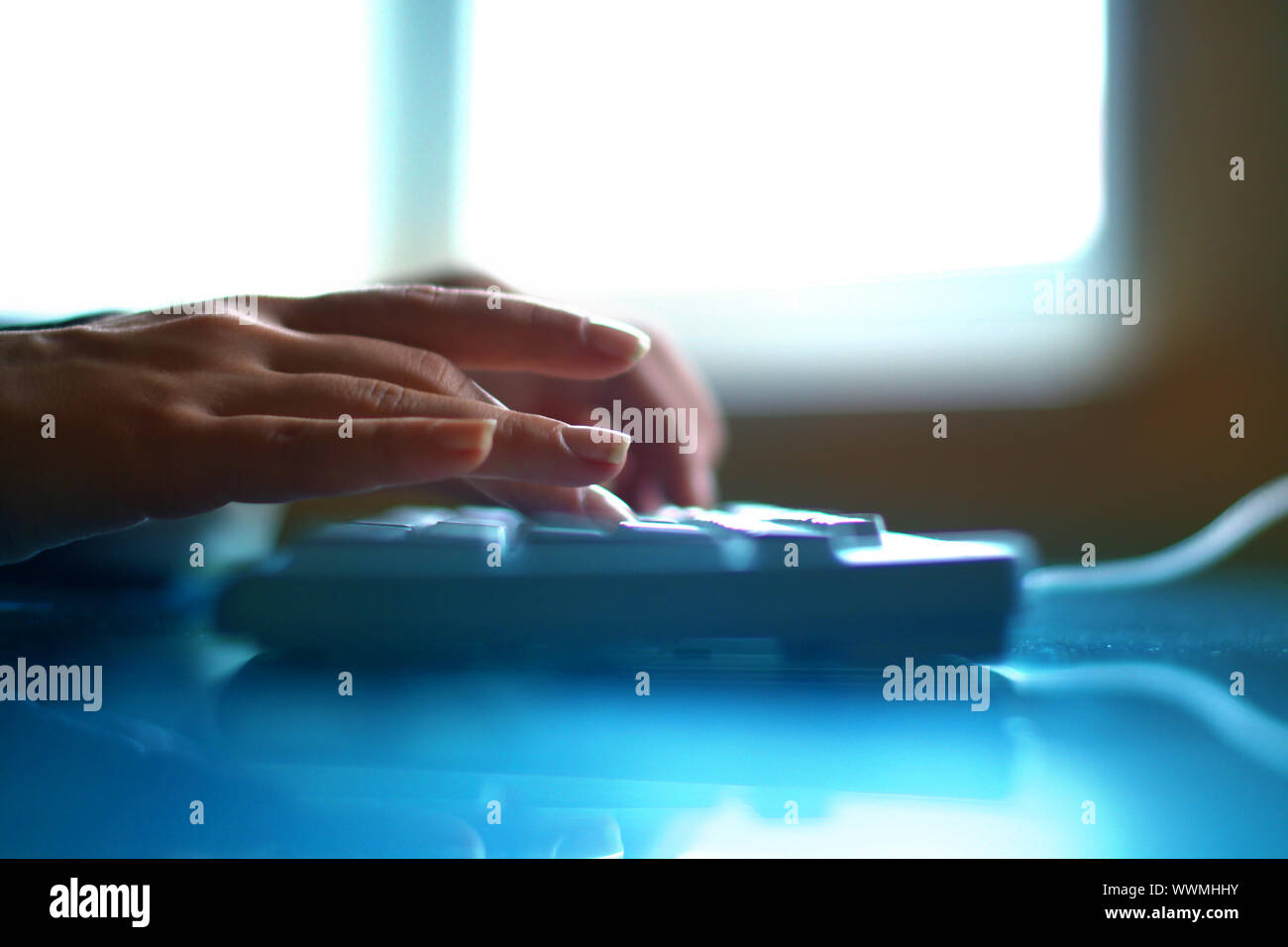 keyboard work hand work background Stock Photo - Alamy