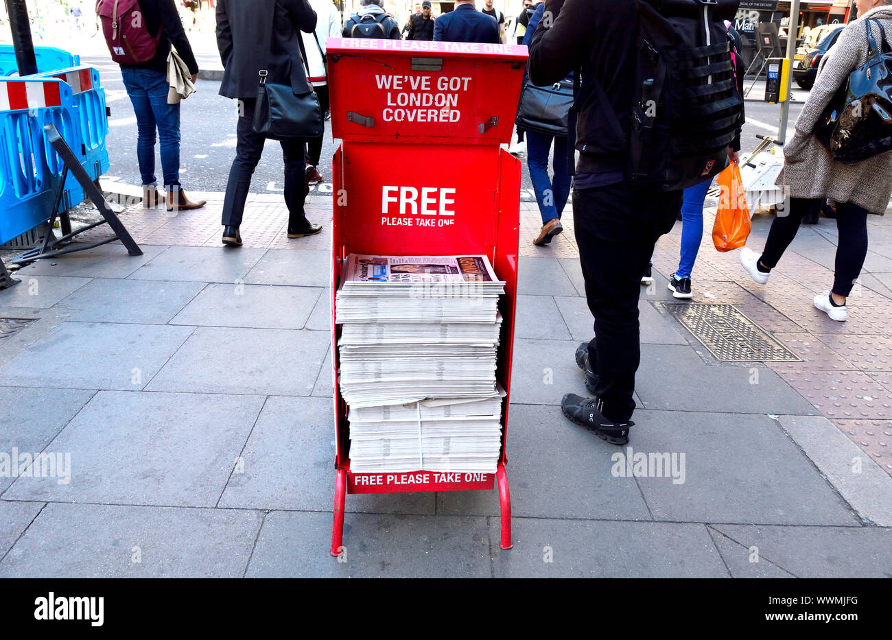 London, England, UK. London Evening Standard free newspaper - please ...