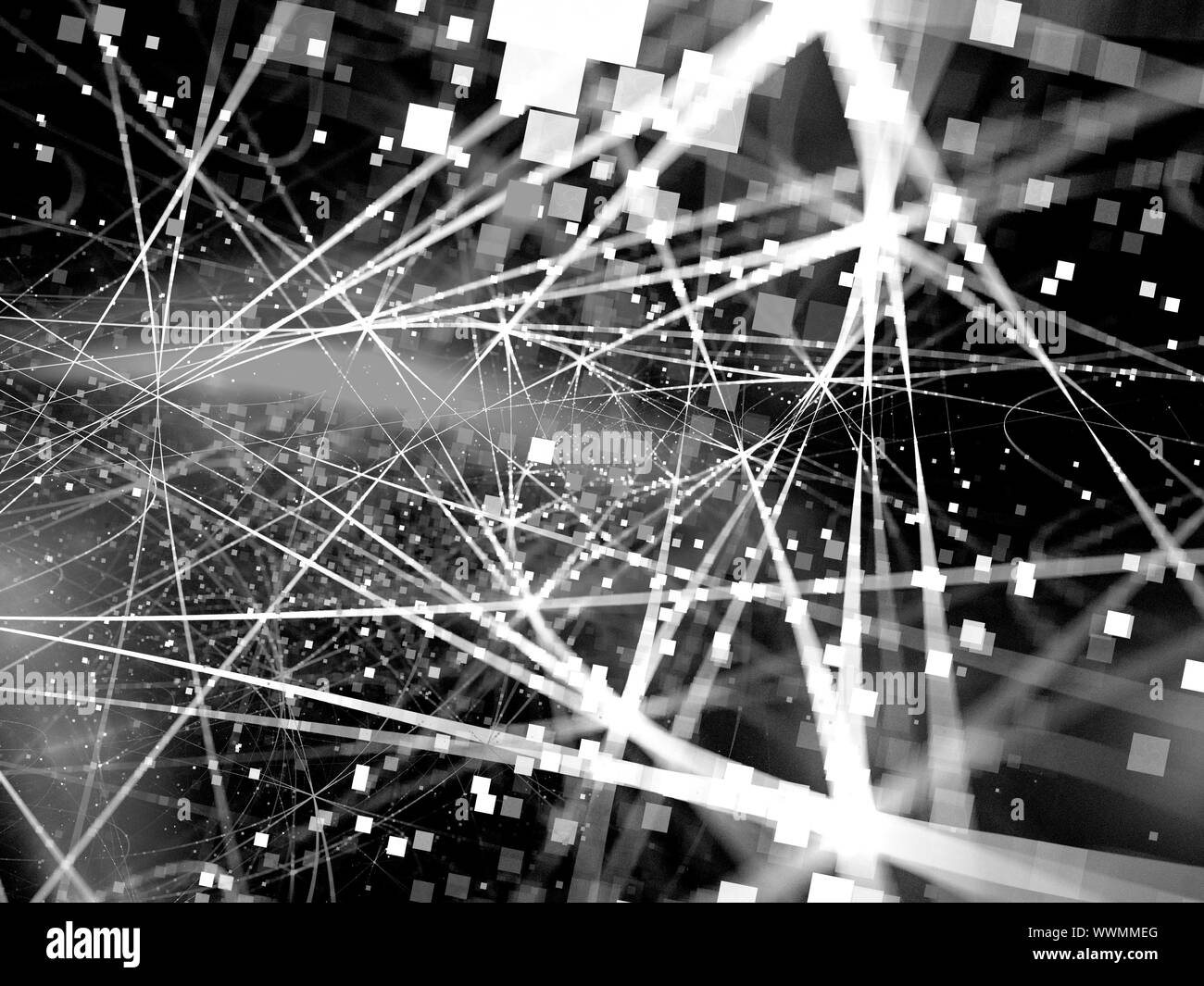 Glowing connection lines with particles, new technology, big data ...