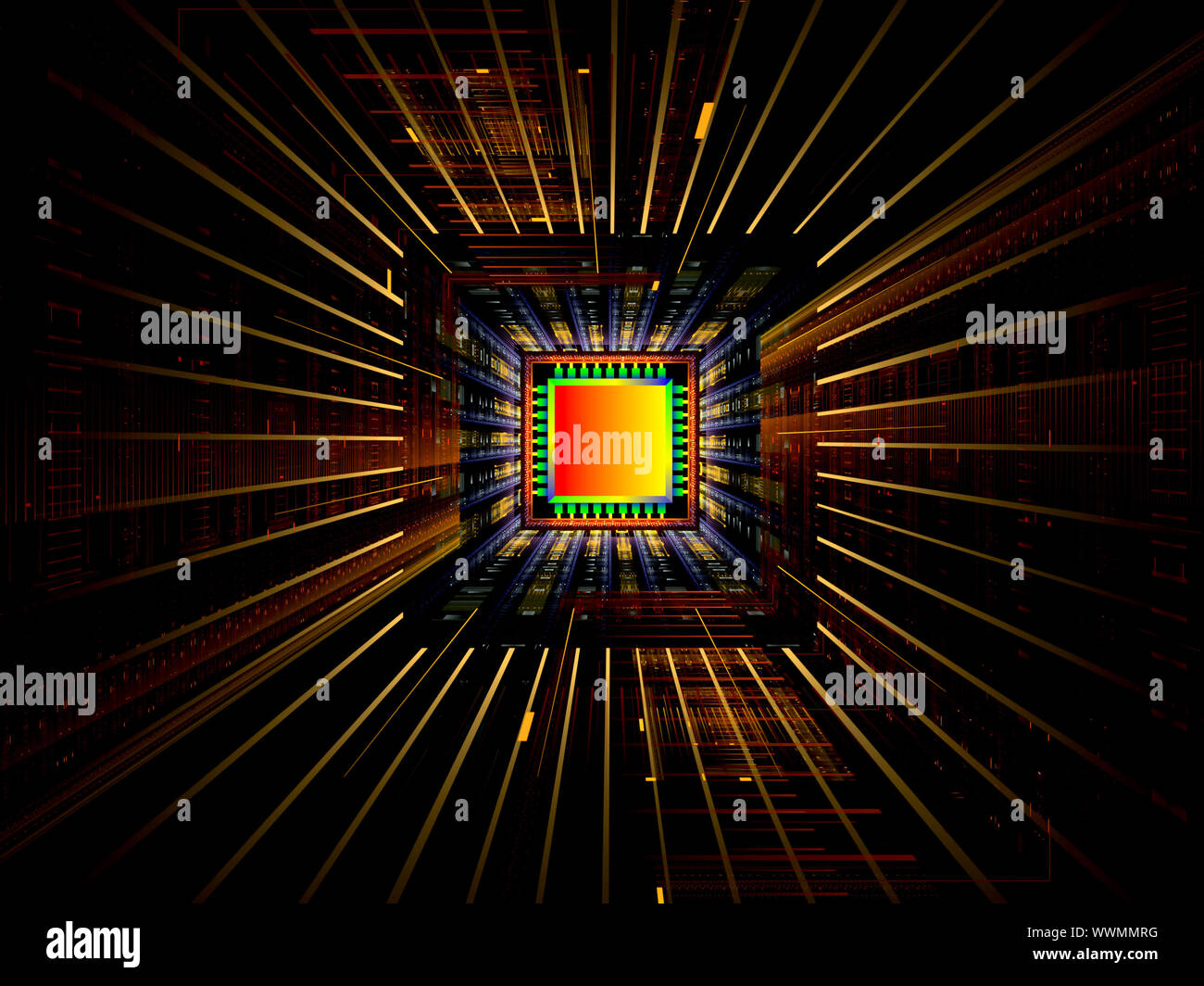 Interplay of CPU graphic, colors and abstract technological elements on ...
