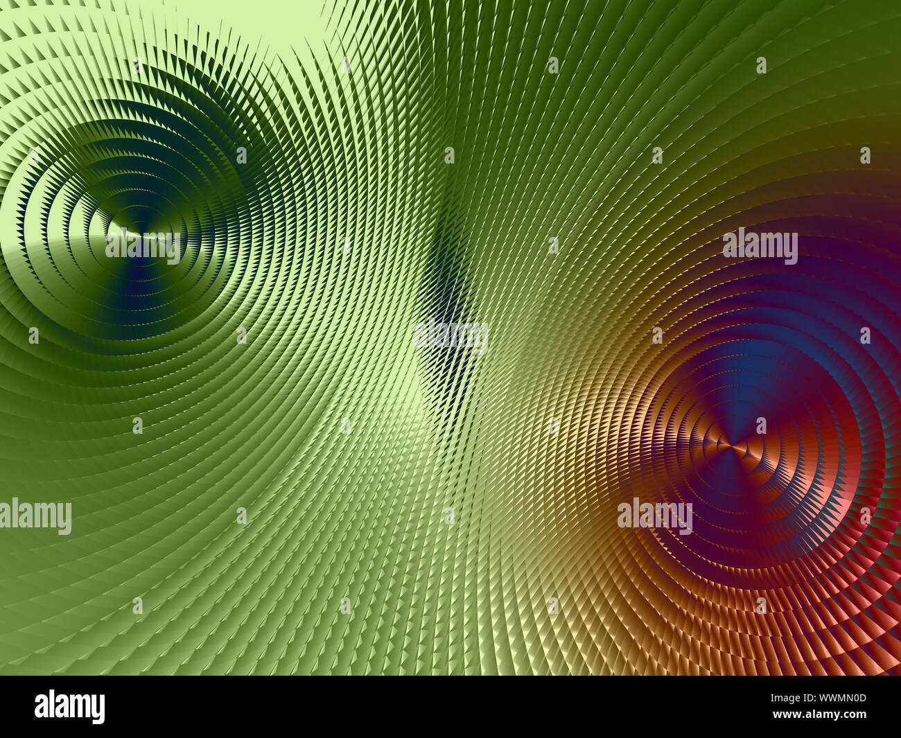 Rendering of section of metallic three dimensional circular mesh ...