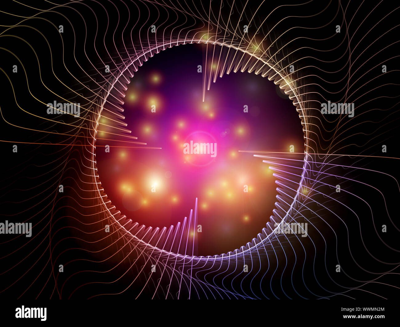 Composition of abstract radial grid and lights as a concept metaphor ...