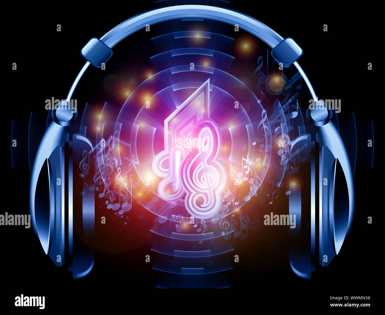 Music in headphones background suitable as a backdrop for projects on ...