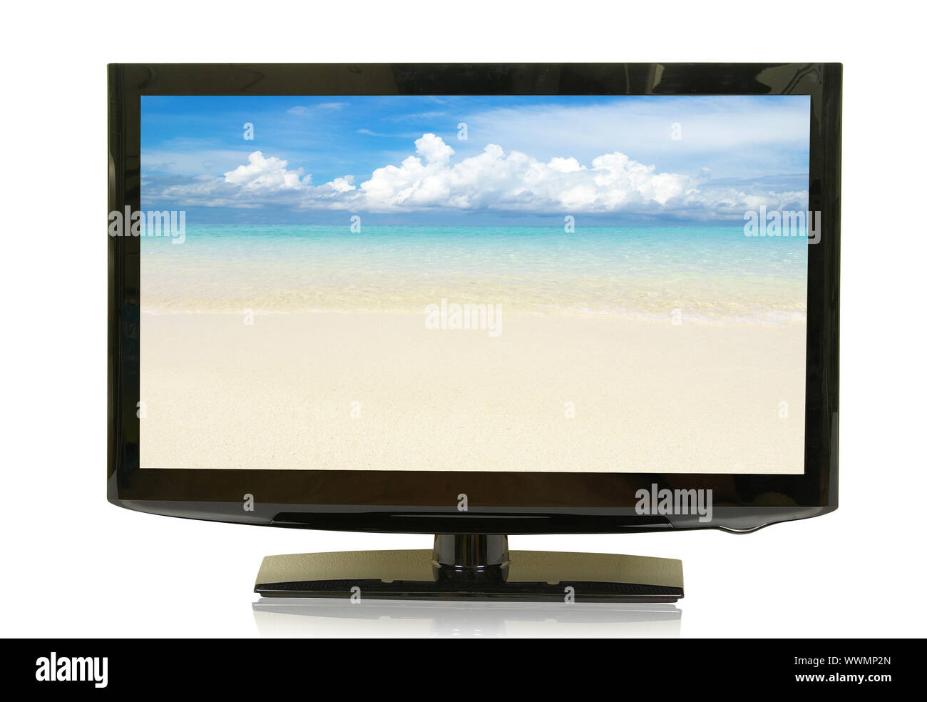 frontal view of widescreen lcd monitor isolated on white Stock Photo ...