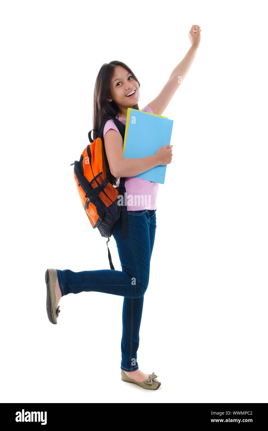 Excitement Student on white background Stock Photo - Alamy