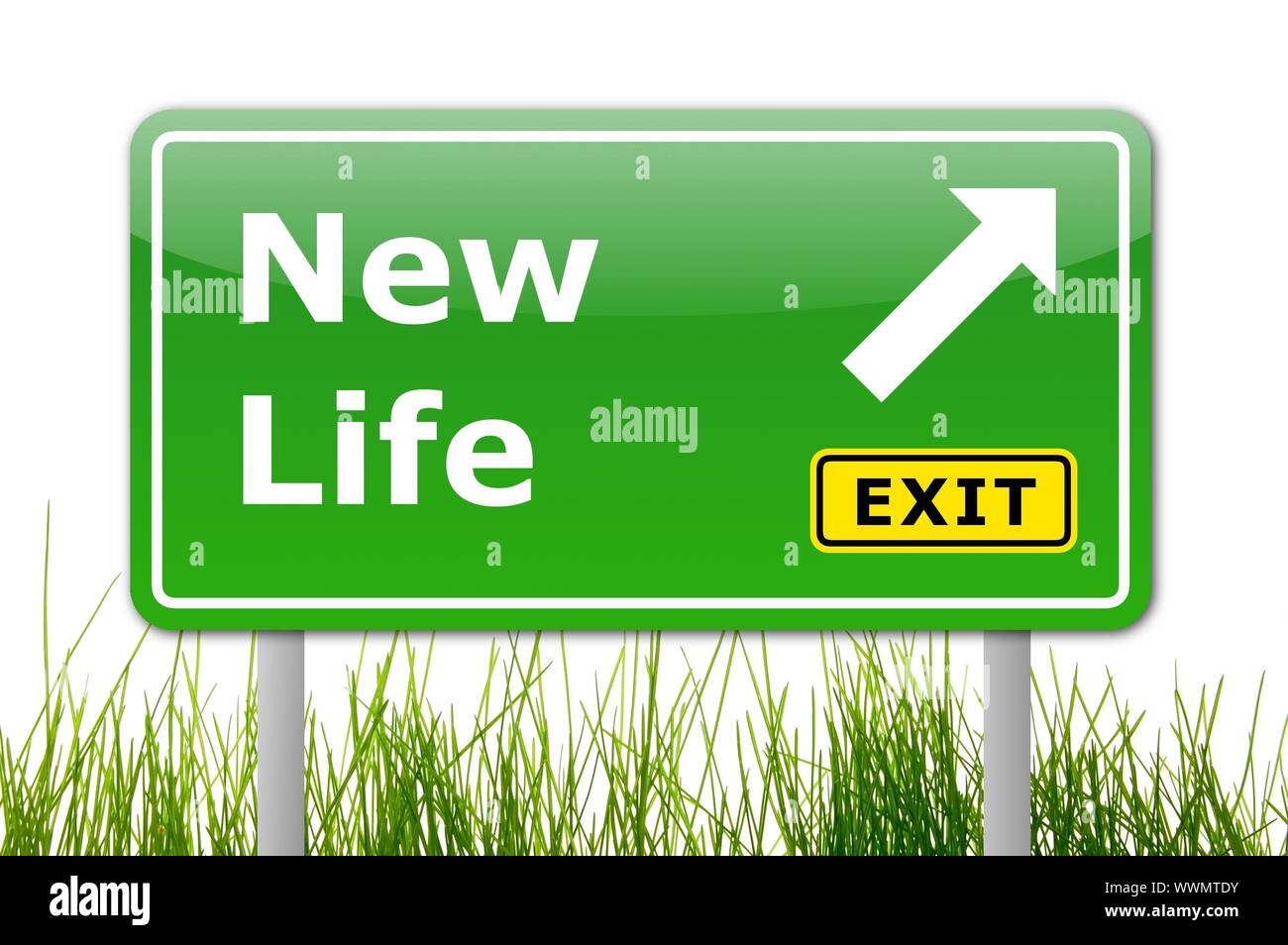new life concept with road sign showing a change Stock Photo - Alamy