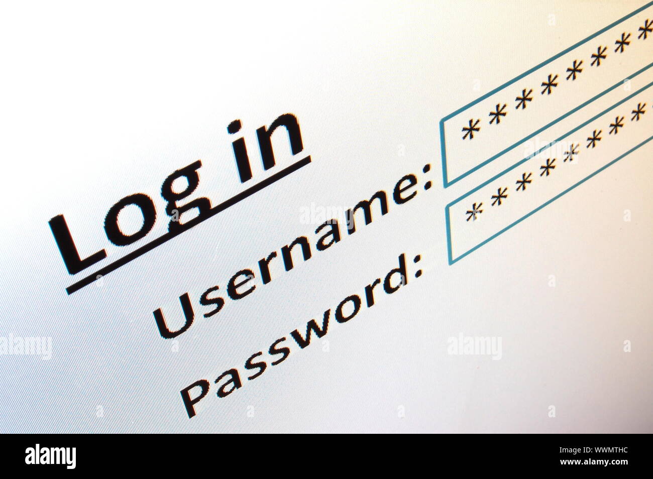 log in on a website in the internet for communication or online banking ...