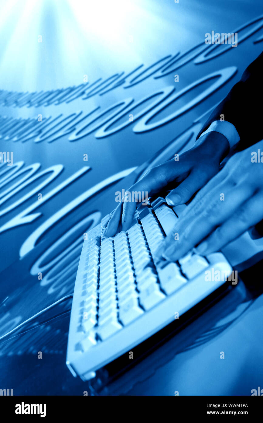 businessman input data information on keyboard Stock Photo - Alamy