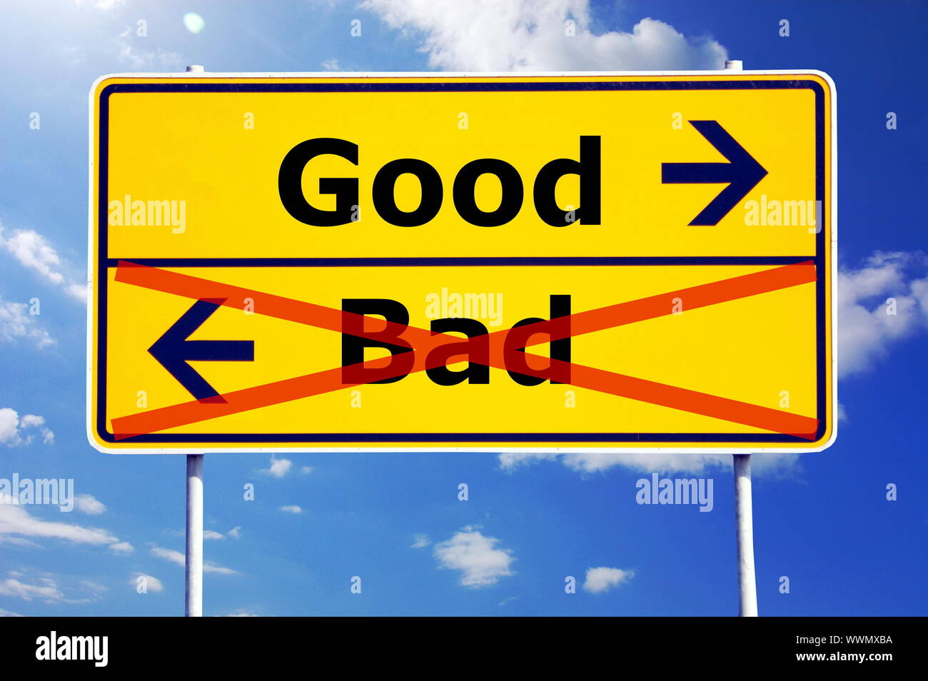 Road sign good choice bad hi-res stock photography and images - Alamy