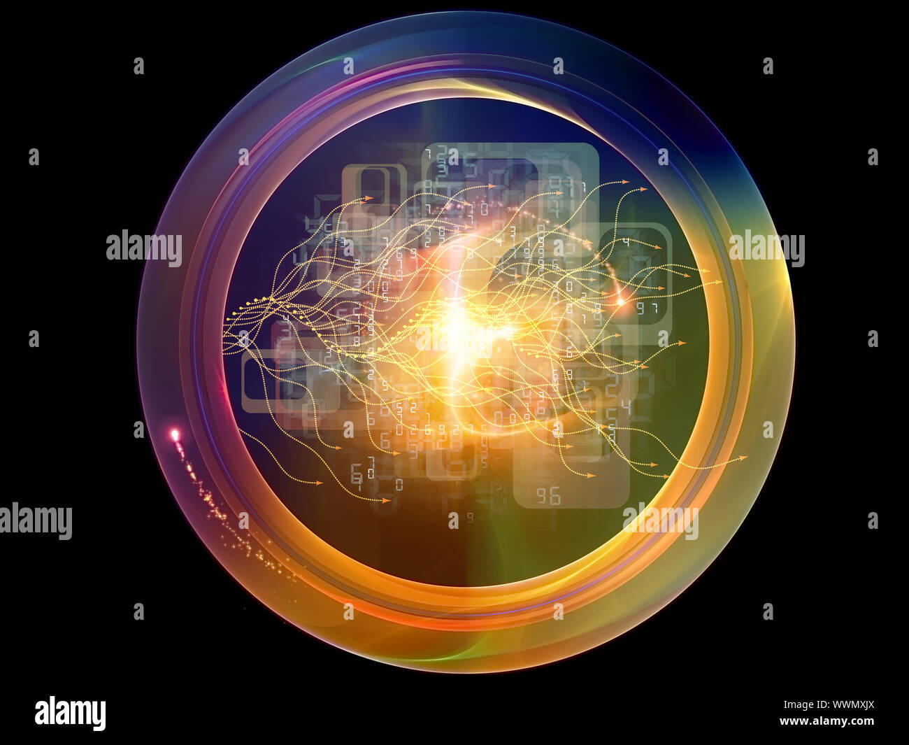 Interplay Of Arrows Abstract Forms Lights And Colors On The Subject Of Modern Technologies