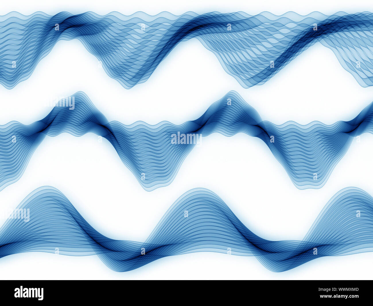 Abstract sine waves rendered in blue against white background Stock ...