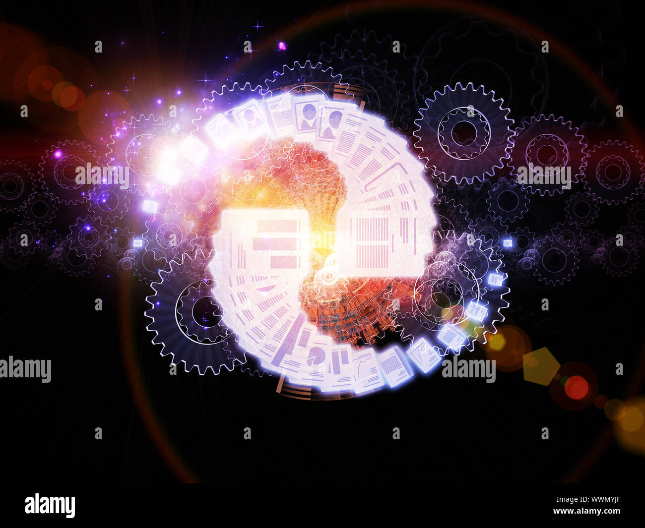 Background design of document icons, lights and abstract design ...