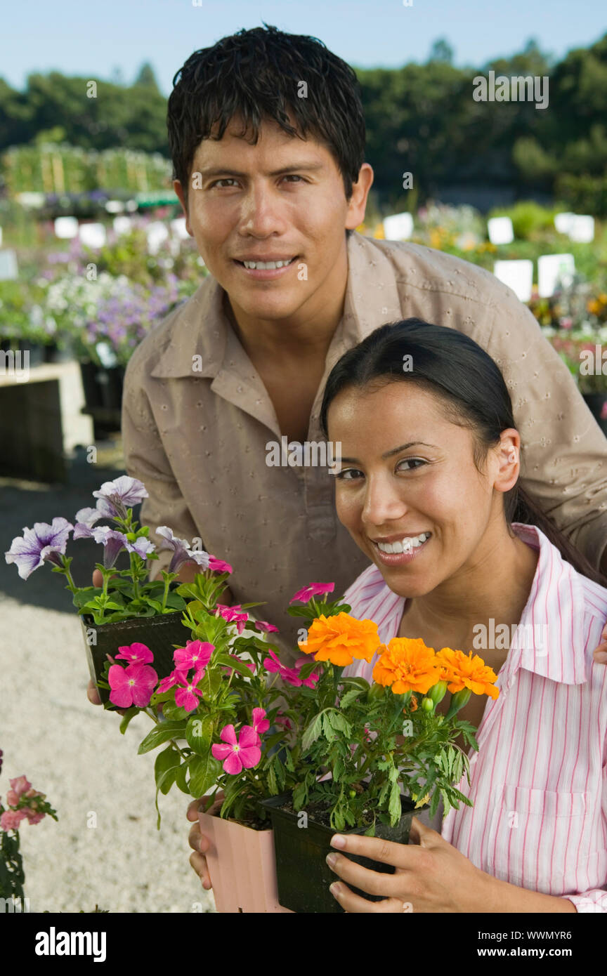 Couple Shopping at Plant Nursery Stock Photo - Alamy