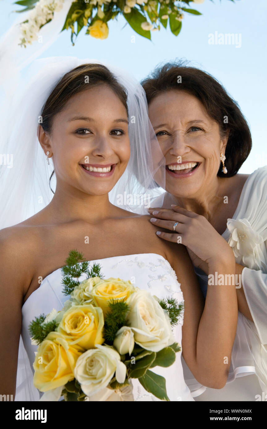 Bride and Mother on Beach Stock Photo - Alamy
