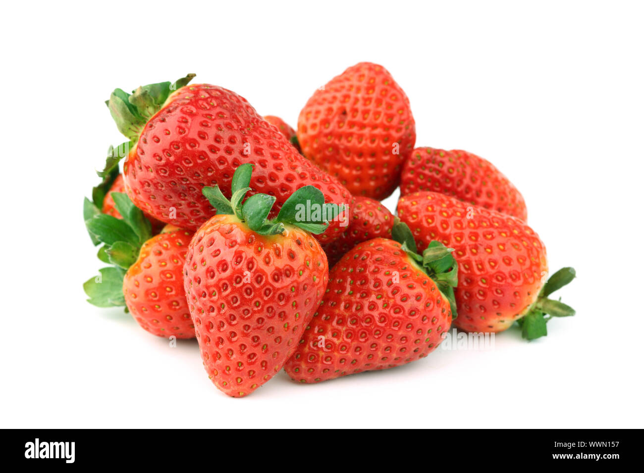 strawberry pile on white background Stock Photo - Alamy