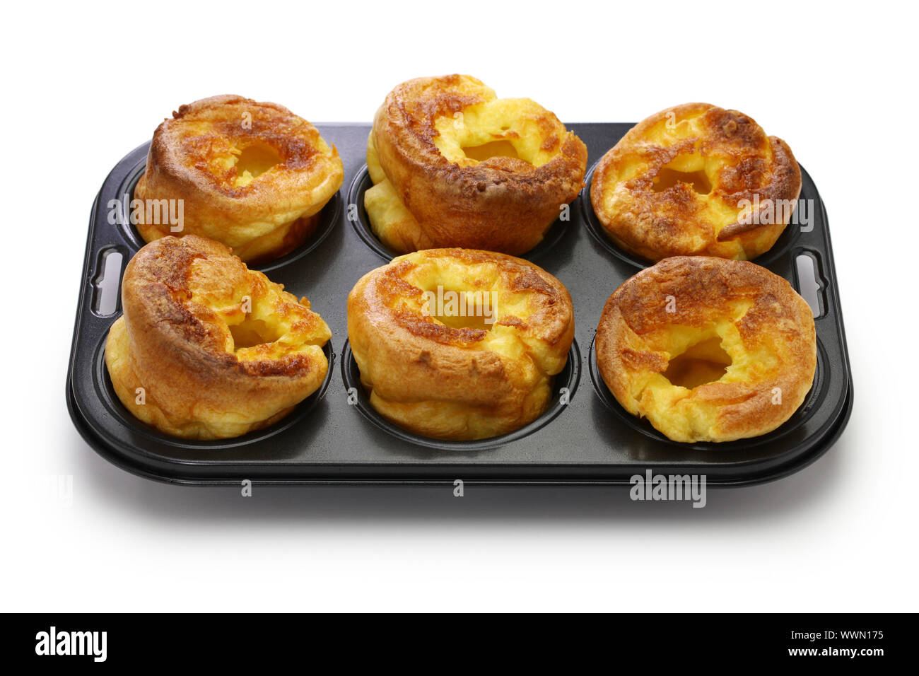 homemade freshly Yorkshire puddings, traditional British side dish ...