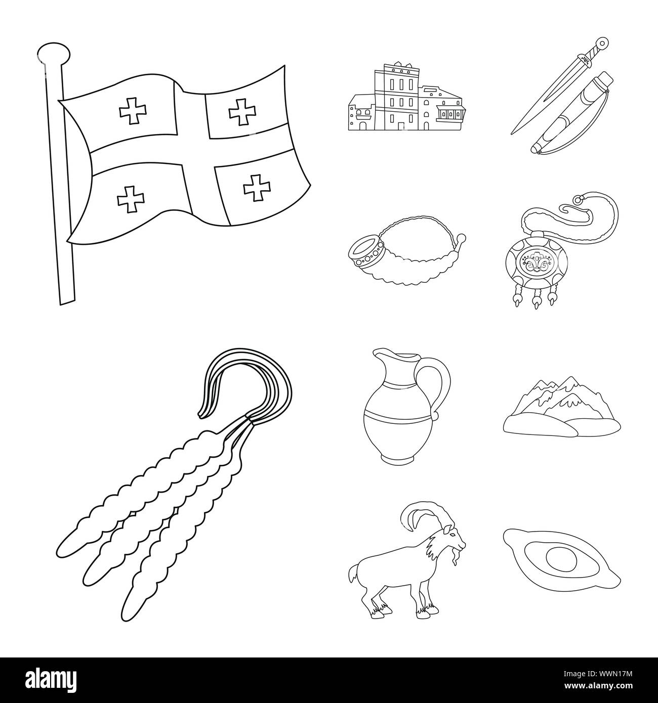 Vector illustration of traditions and national icon. Set of traditions ...