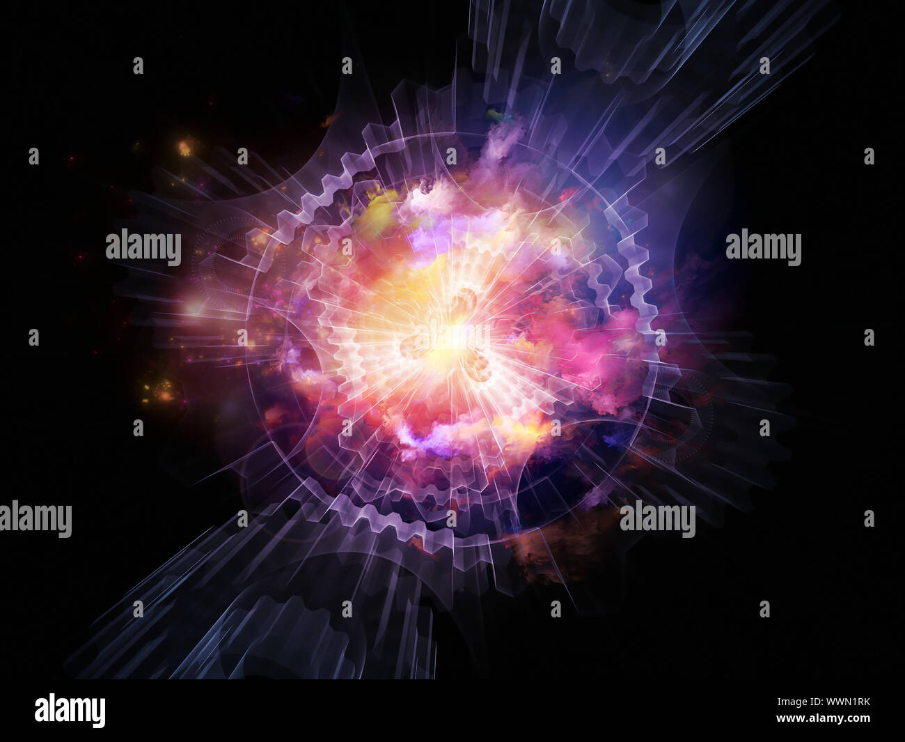 Background design of abstract gears and lights on the subject of ...